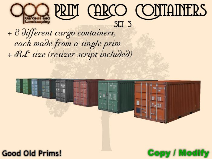 Second Life Marketplace - 8 Low Lag Sim Filler Shipping Containers - OPQ Cargo Containers Set 3
